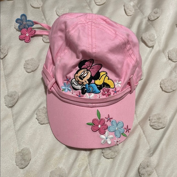 Disney | Accessories | Pink Minnie Mouse Cap With Floral Embroidery ...